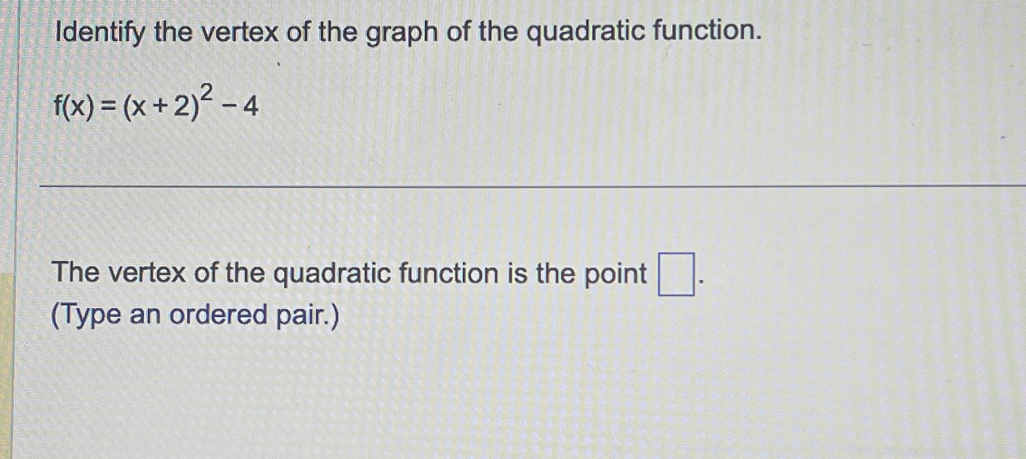 Solved Identify the vertex of the graph of the quadratic | Chegg.com
