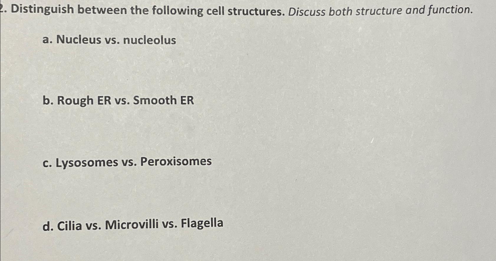 Solved Distinguish between the following cell structures. | Chegg.com