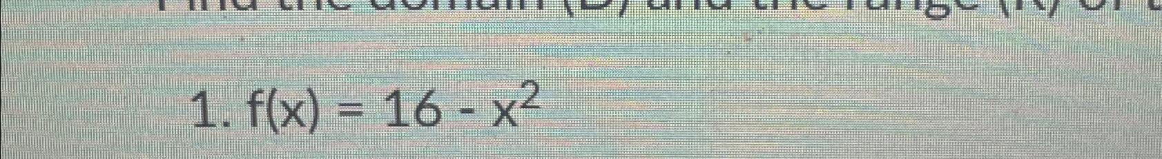 Solved Find the vertex of f(x)=16-x2 | Chegg.com