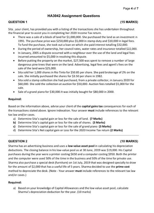 Solved Page 4 of 7 HA3042 Assignment Questions QUESTION 1 | Chegg.com
