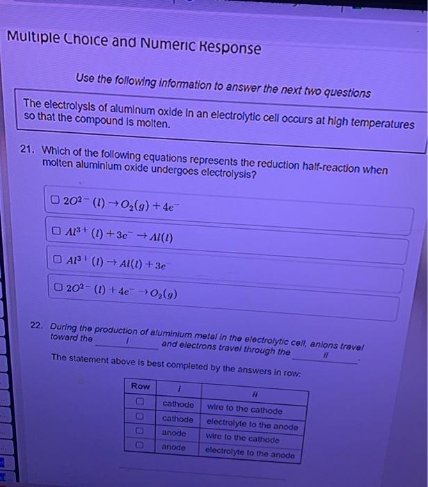 Solved Multiple Choice And Numeric Response Use The 