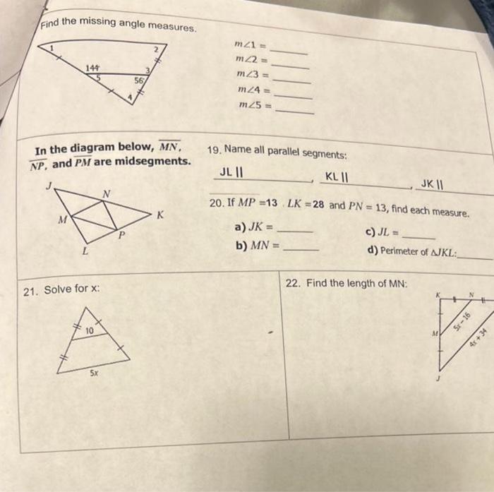 Solved Find the missing angle measures. m∠1=m∠2=m∠3=m∠4=m∠5= | Chegg.com