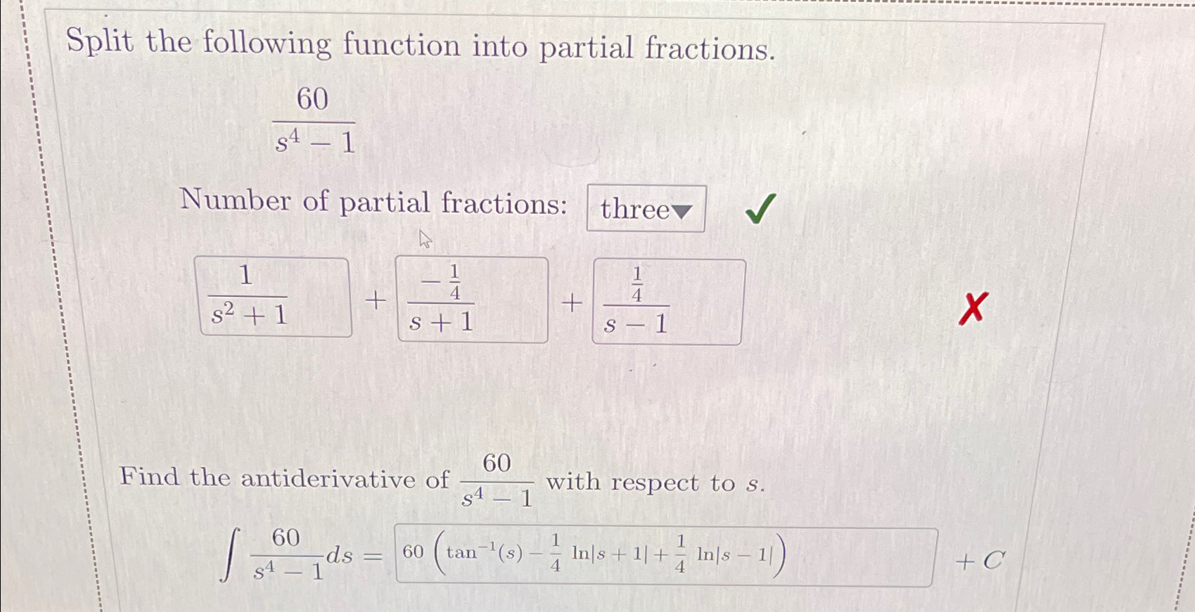 Split the following function into partial | Chegg.com