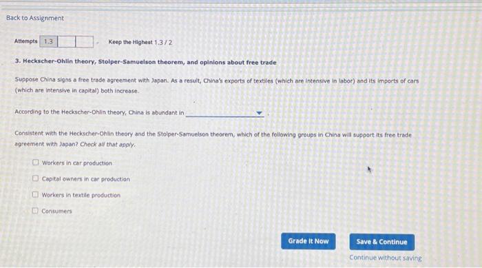 Solved 3. Heckscher-Ohlin theory, Stolper-Samuelson theorem, | Chegg.com