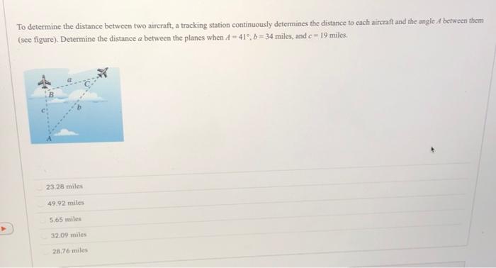 Solved To determine the distance between two aircraft, a | Chegg.com