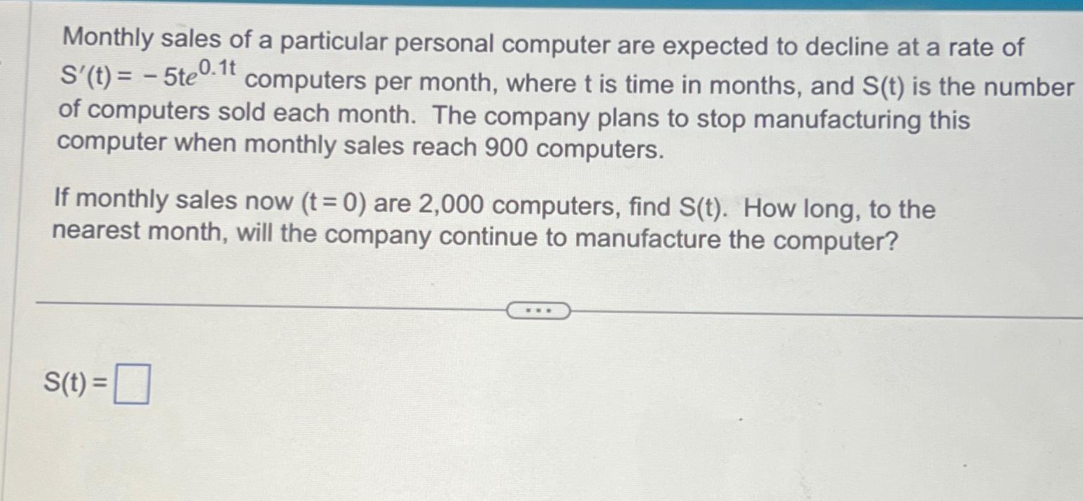 Solved Monthly sales of a particular personal computer are | Chegg.com
