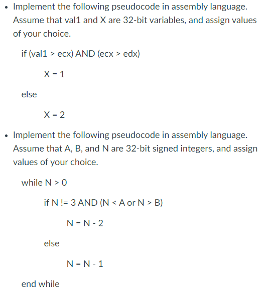 Solved Need the above in Assembly language | Chegg.com