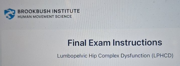 Solved BROOKBUSH INSTITUTEHUMAN MOVEMENT SCIENCEFinal Exam | Chegg.com