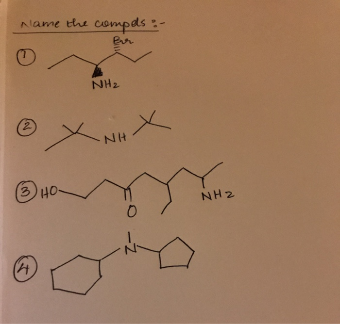 Solved Name the compels :- Bur NH2 (2 an x NH 3 HO NH2 -Z "H | Chegg.com
