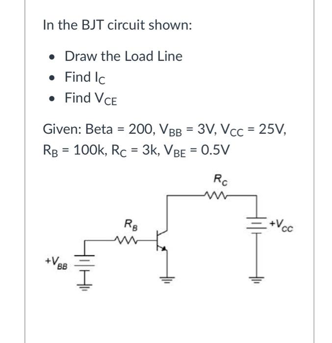 Solved In the BJT circuit shown: • Draw the Load Line • Find | Chegg.com