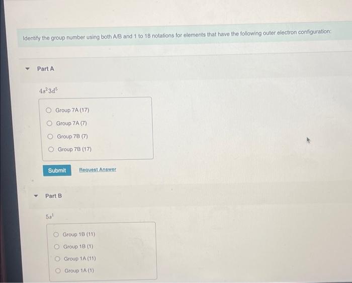 Solved Identify the group number using both A/B and 1 to 18 | Chegg.com