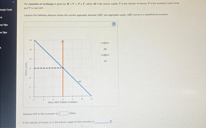 Solved The equation of exchange is given by M×V=P×Y, where M | Chegg.com