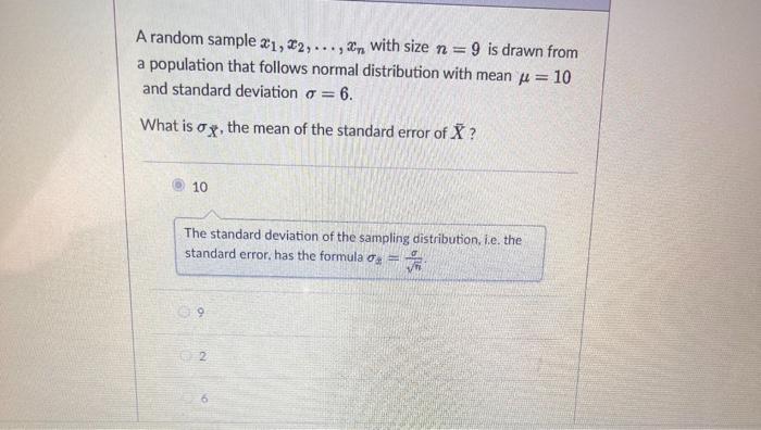 Solved A random sample x1,x2,…,xn with size n=9 is drawn | Chegg.com