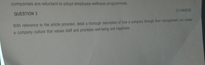 Solved companies are reluctant to adopt employee wellness | Chegg.com