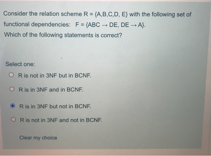 Solved Consider the relation scheme R = {A,B,C,D,E} with the | Chegg.com