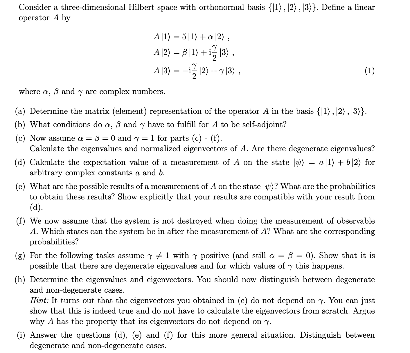 Solved Consider a three-dimensional Hilbert space with | Chegg.com