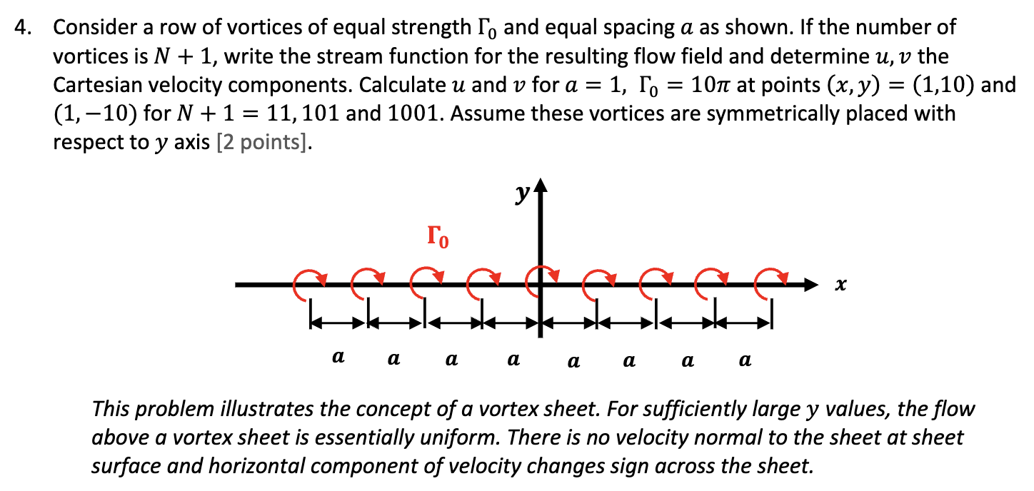 Solved Consider a row of ﻿vortices of ﻿equal strength Γ0 | Chegg.com