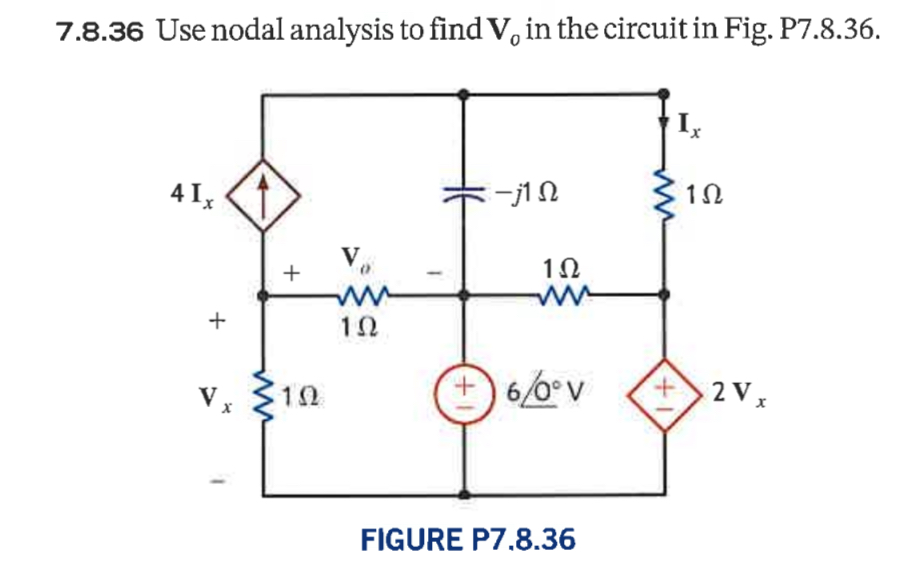 Solved 7.8.36 ﻿Use nodal analysis to find V0 ﻿in the circuit | Chegg.com
