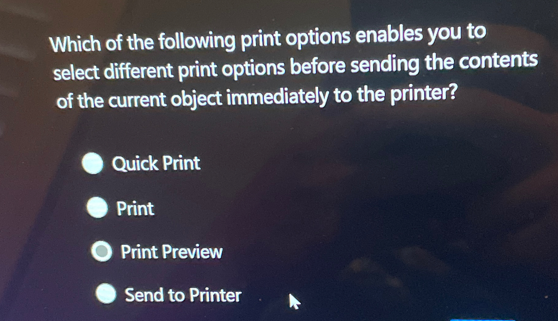 Which of the following print options enables you to | Chegg.com