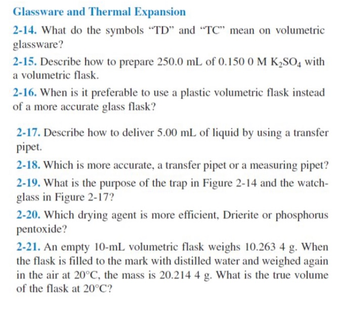 Solved Glassware and Thermal Expansion 2-14. What do the | Chegg.com