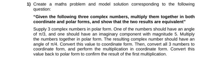 Solved 1 Create A Maths Problem And Model Solution 5979