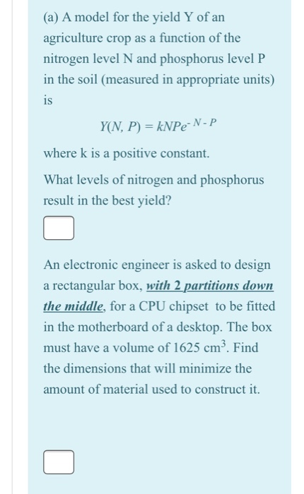 (a) A model for the yield Y of an agriculture crop as | Chegg.com