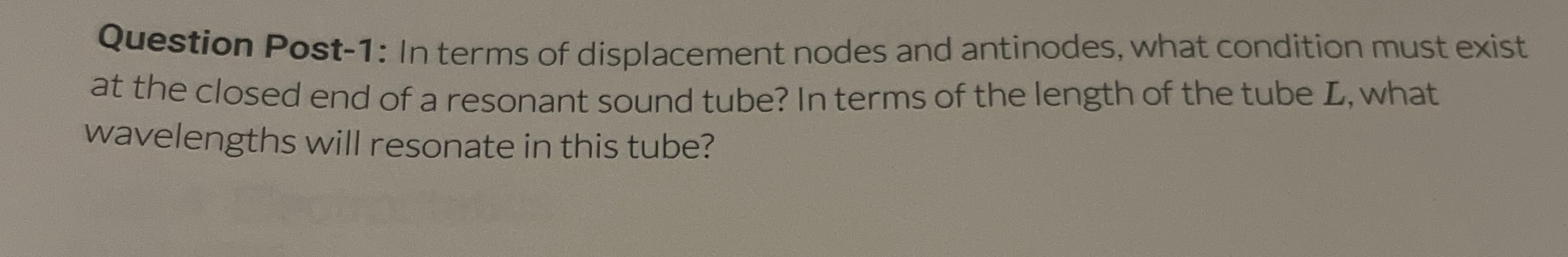Solved Question Post-1: In terms of displacement nodes and | Chegg.com