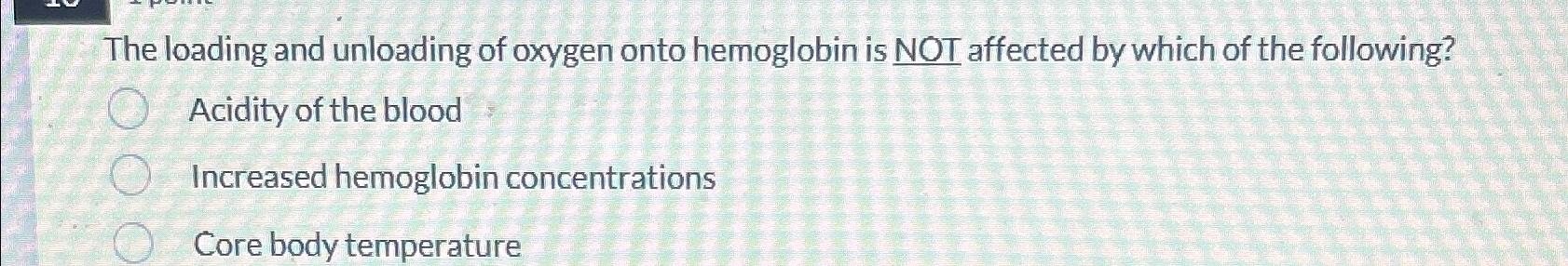 Solved The loading and unloading of oxygen onto hemoglobin | Chegg.com