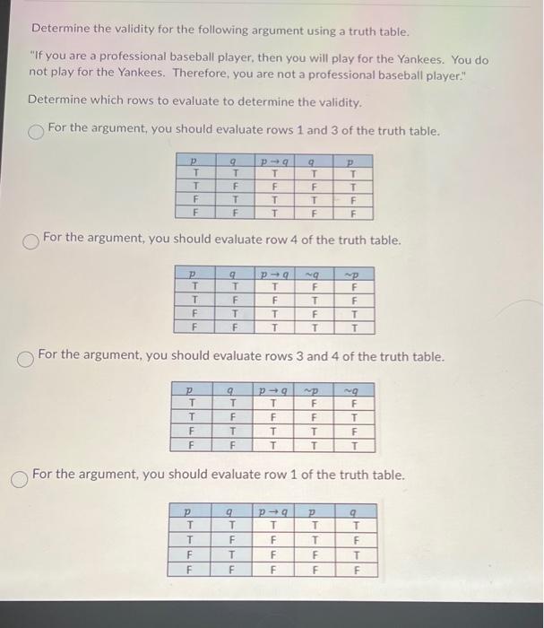 Solved Determine the validity for the following argument | Chegg.com