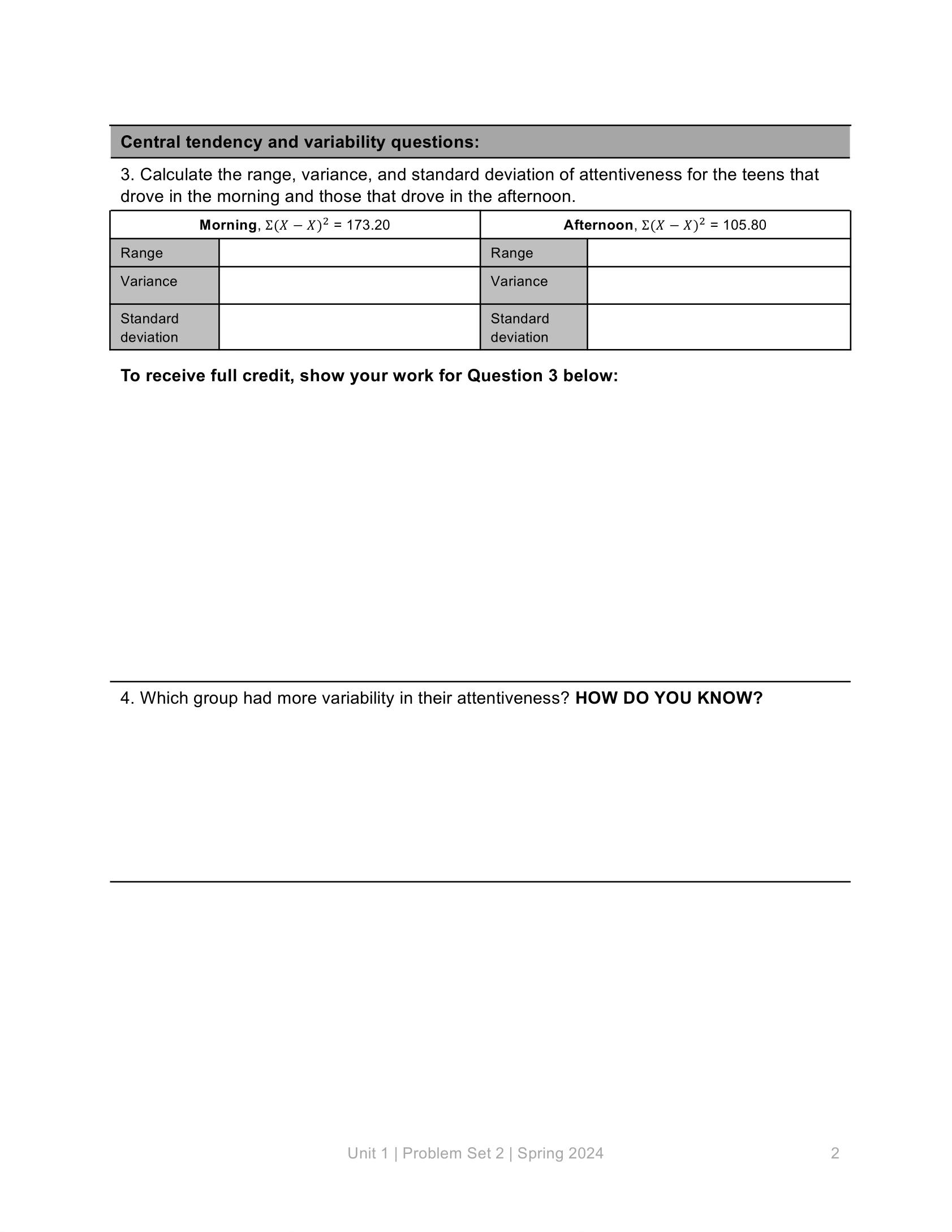 Solved Central tendency and variability questions:3. | Chegg.com