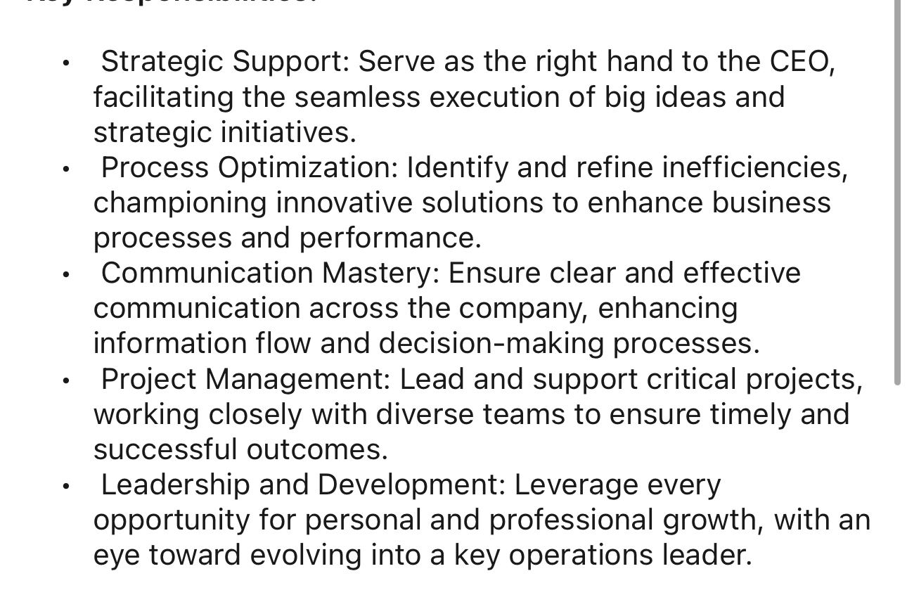 Solved Strategic Support: Serve as the right hand to the | Chegg.com