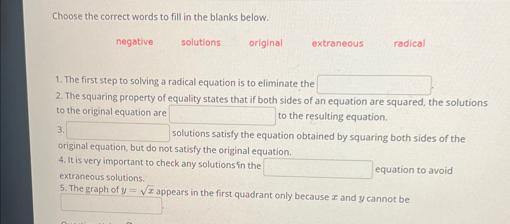 Solved Choose the correct words to fill in the blanks | Chegg.com