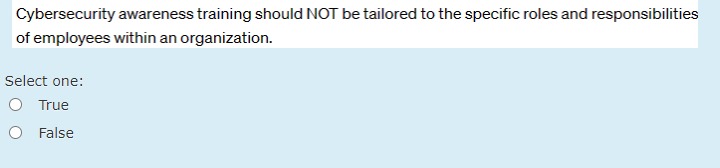 Solved Cybersecurity awareness training should NOT be | Chegg.com