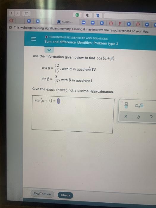 Solved > h A ALEKS- This webpage is using significant | Chegg.com