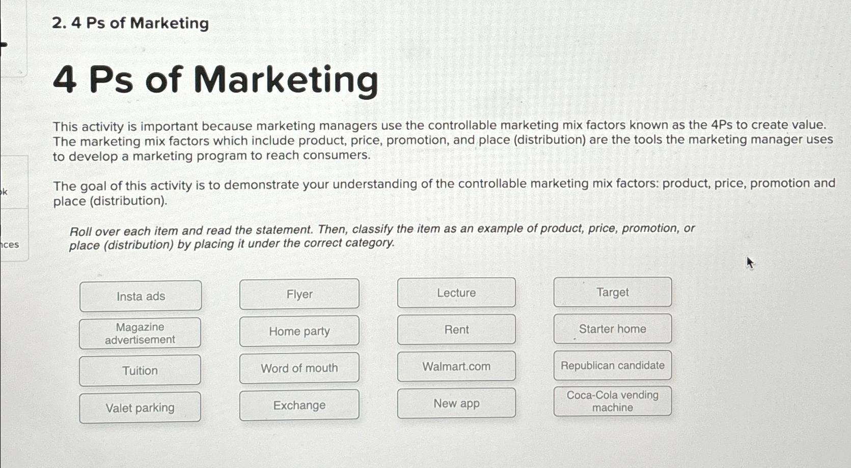 Solved 4 ﻿Ps of Marketing4 ﻿Ps of MarketingThis activity is | Chegg.com