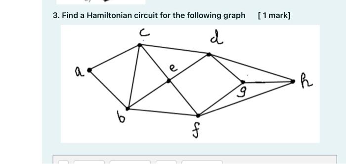 Solved 3. Find a Hamiltonian circuit for the following graph | Chegg.com