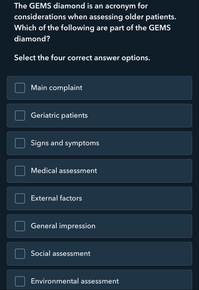 Solved The GEMS diamond is an acronym for considerations | Chegg.com