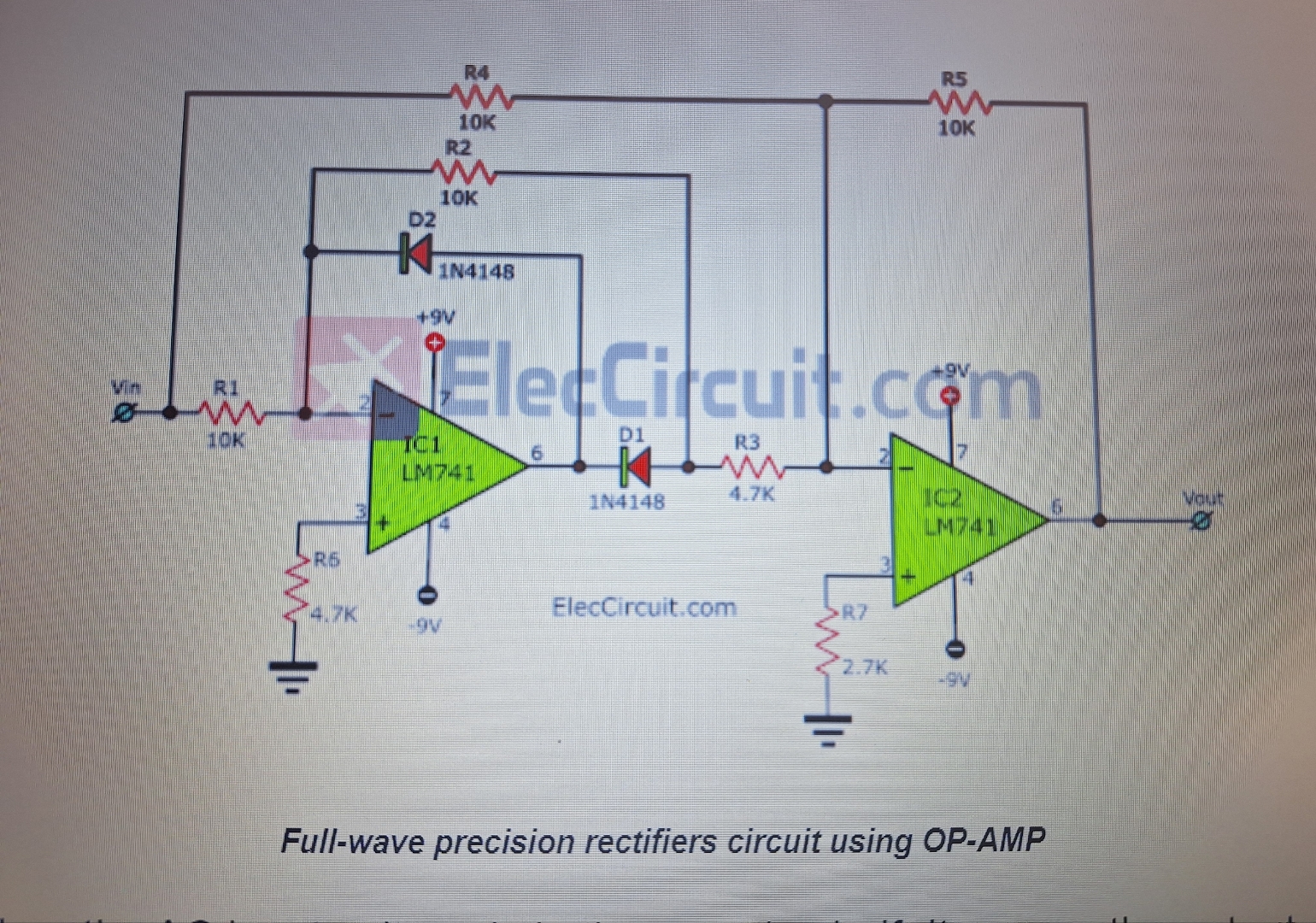 Solved Full-wave precision rectifiers circuit using | Chegg.com