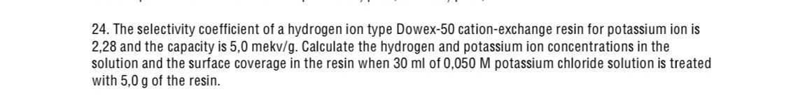 Solved The selectivity coefficient of a hydrogen ion type | Chegg.com