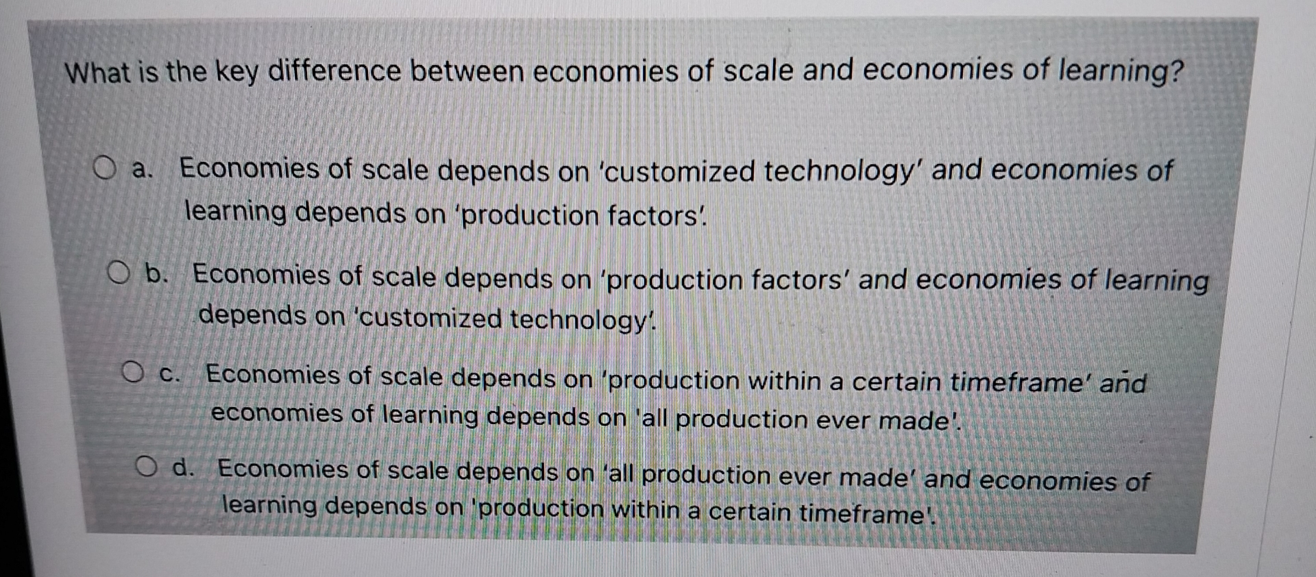 Solved What is the key difference between economies of scale | Chegg.com
