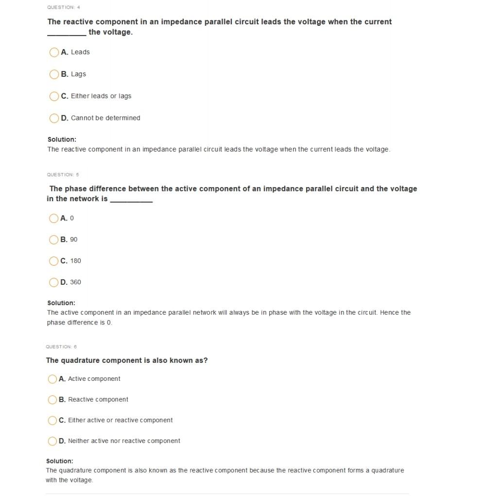 Solved QUESTION: 4 The reactive component in an impedance | Chegg.com