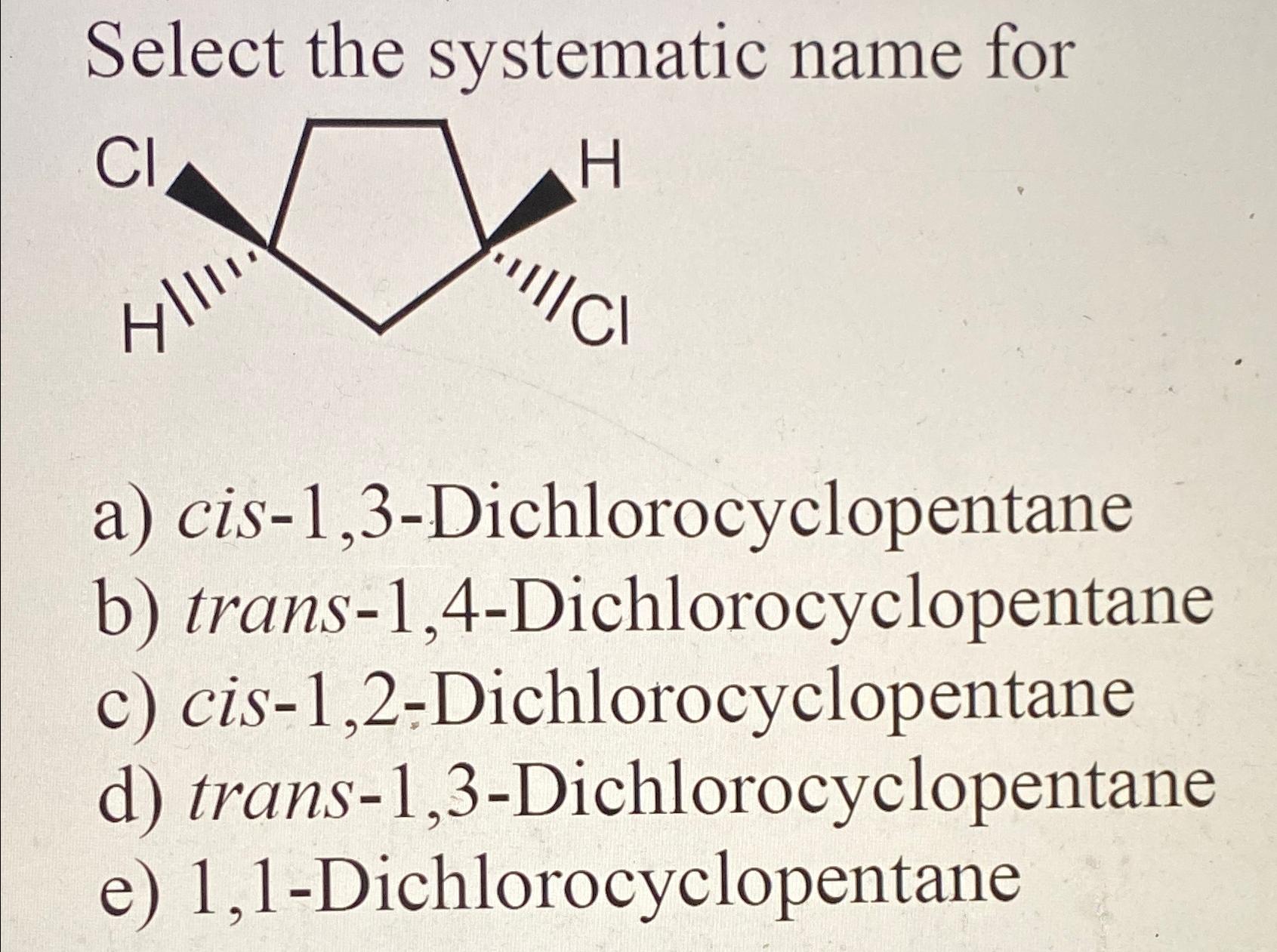 Solved Select the systematic name fora) | Chegg.com