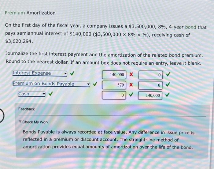 Solved Premium Amortization On the first day of the fiscal | Chegg.com