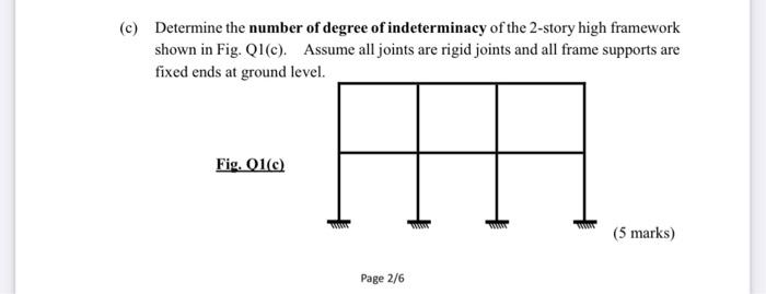 Solved (c) Determine the number of degree of indeterminacy | Chegg.com