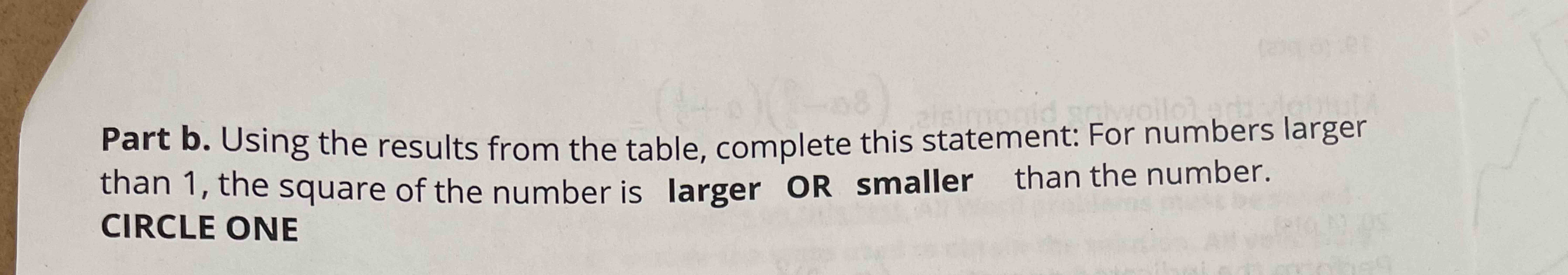 Solved Part b. ﻿Using the results from the table, complete | Chegg.com