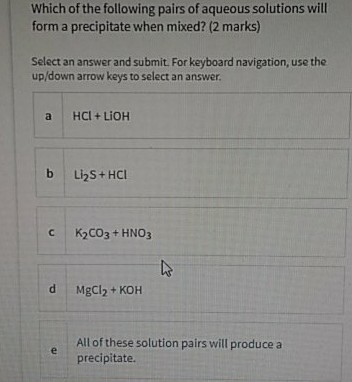 Solved Which of the following pairs of aqueous solutions | Chegg.com