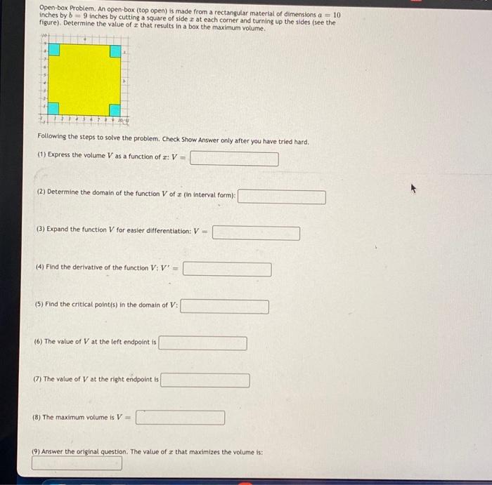 Solved Open box Problem. An open-box (top open) is made from | Chegg.com