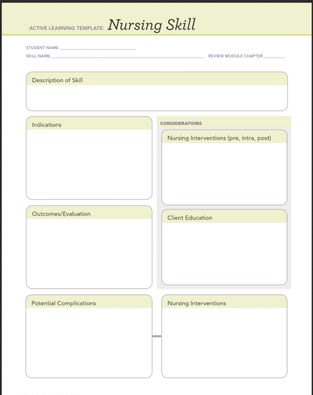Solved Complete 1 Nursing Skills Active Learning Template | Chegg.com