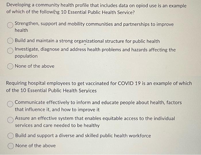 Solved Developing a community health profile that includes | Chegg.com