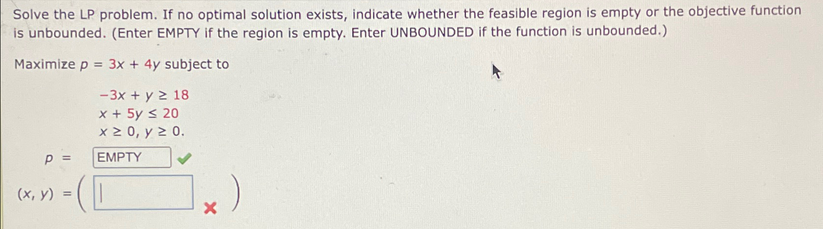 Solved Solve the LP problem. If no optimal solution exists, | Chegg.com